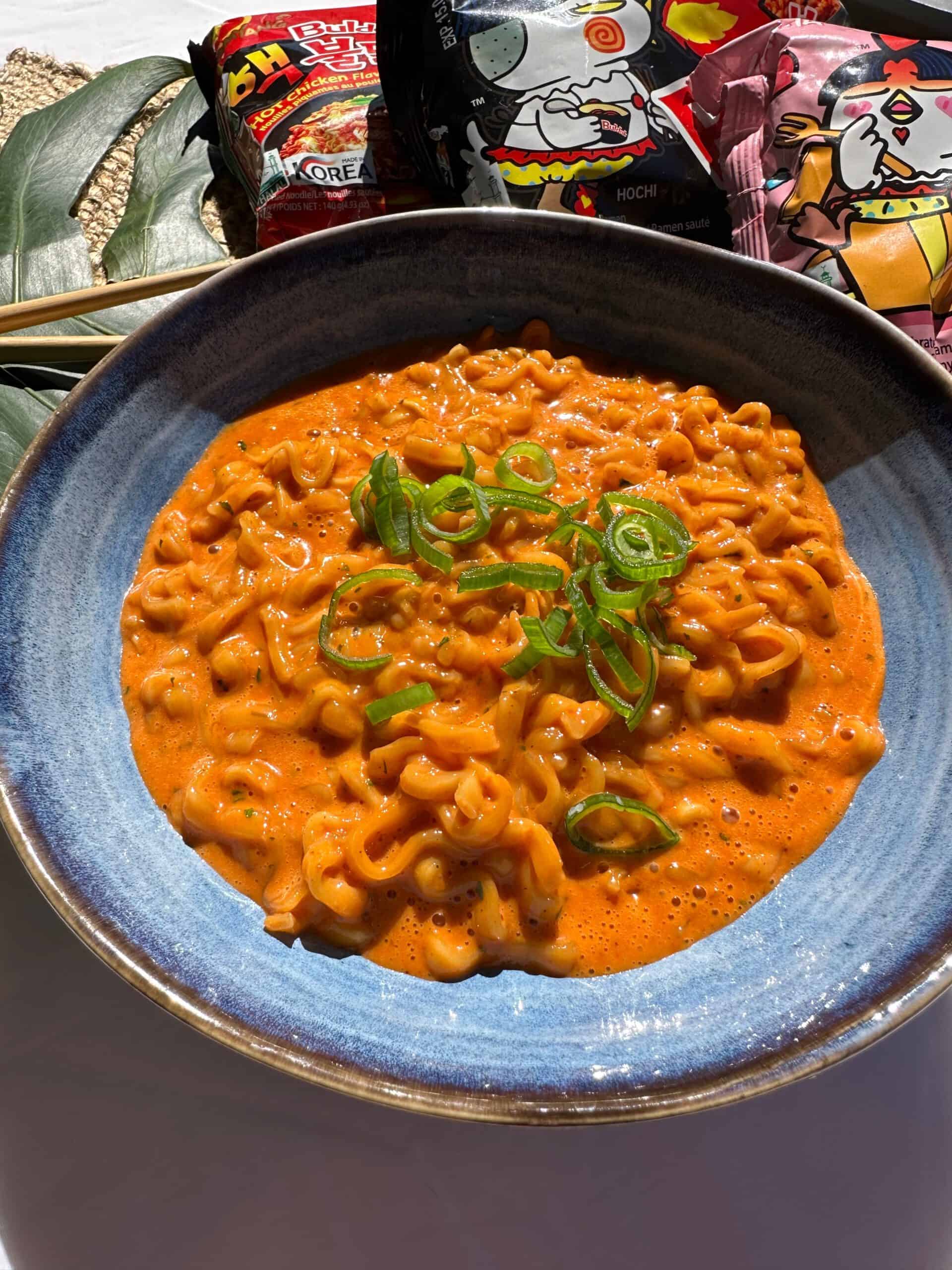 Extreme Spicy Creamy Cheesy Noodles